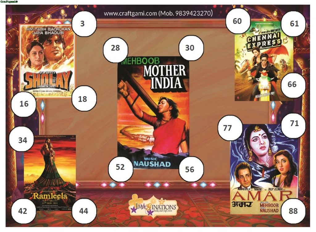 Bollywood Theme - 3 Housie Ticket (24 Tickets) - Craftgami