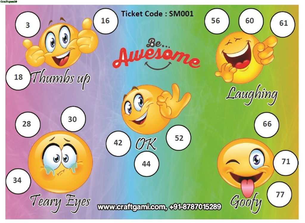 Smiley Theme Housie Ticket (24 Tickets) - Craftgami