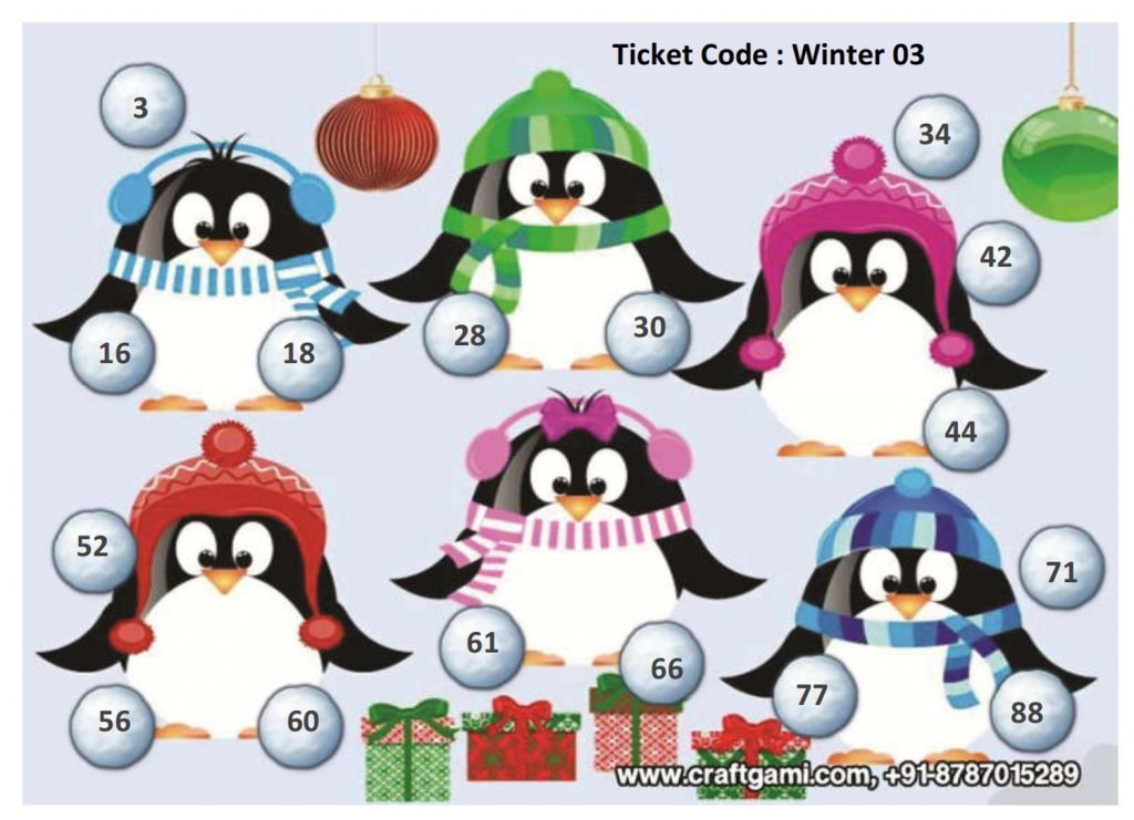 Winter Theme Housie Ticket (24 Tickets) - Craftgami
