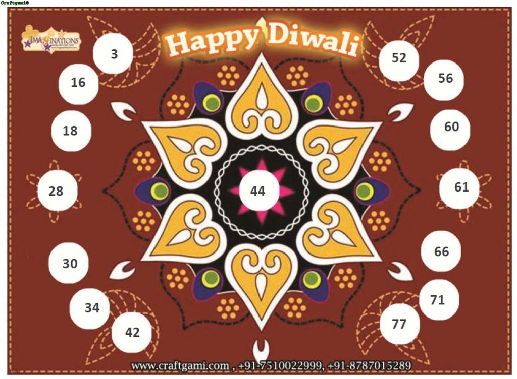 Diwali Theme - 3 Housie Ticket (24 Tickets) - Craftgami