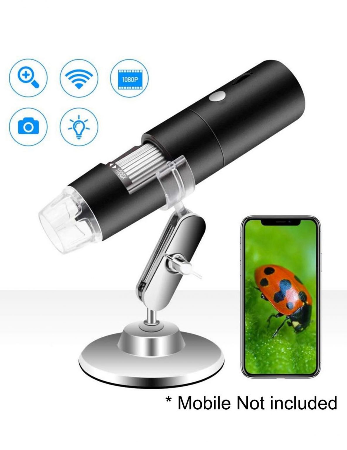 Wireless Digital Microscope, WiFi Microscope 50X-1000X, Handheld ...